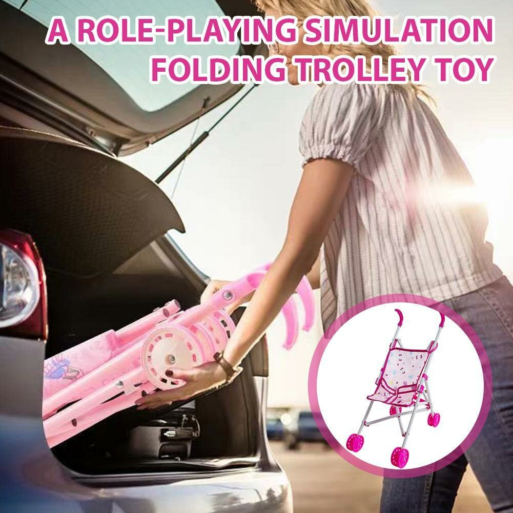 Коляска трость для кукол "Сердца" / Детский транспорт для кукол