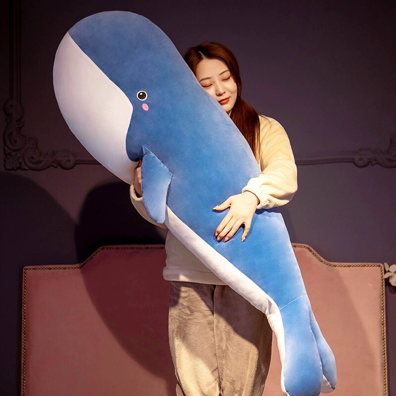 Плюшевая игрушка-кит, большая мягкая подушка для кровати для мальчиков и девочек, милая кукла для сна