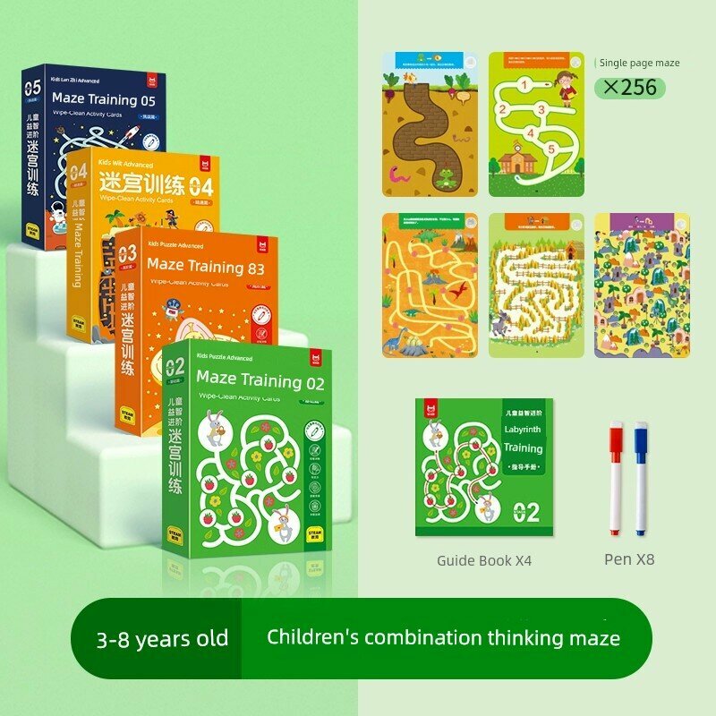 Расширенный набор лабиринтов для развития внимания детей 3-6 лет, 256 сцен в комплекте из 4 коробок