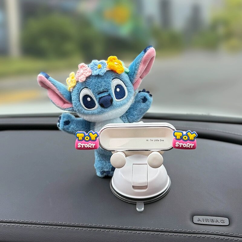 Автомобильная держатка для телефона Stitch с цветочной короной и присоской для приборной панели, белый цвет,