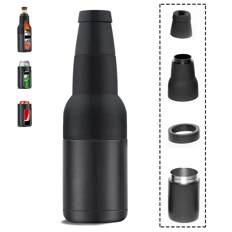 Термос для пива черный 12 oz из нержавеющей стали