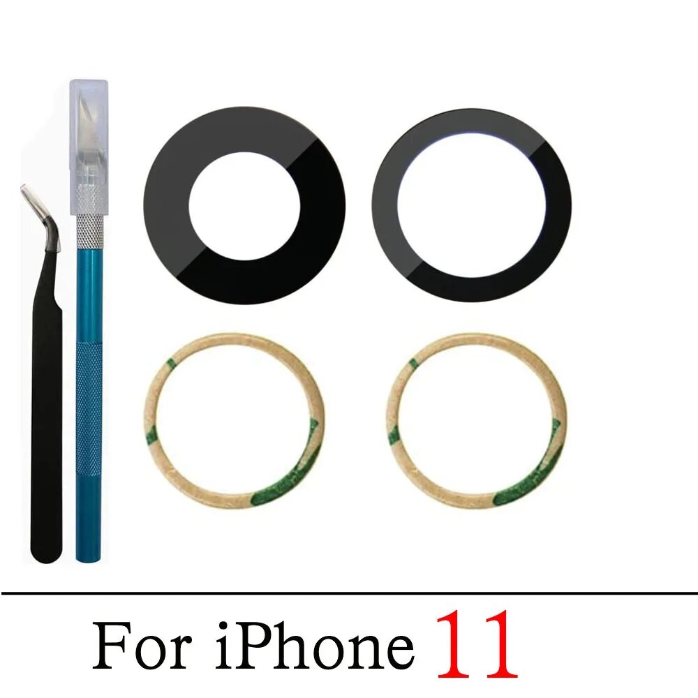 Стеклянная линза задней камеры с клеем для iPhone 11, 12, 13, Mini 14 15 Plus Pro Max и набор инструментов для ремонта 11