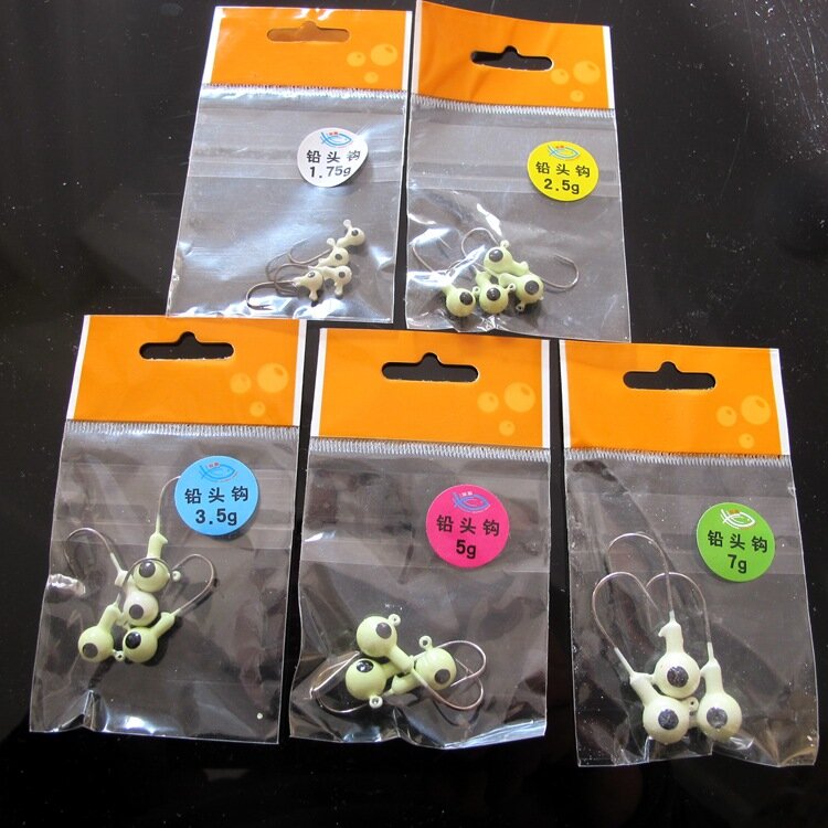 Ночная светящаяся шаровая приманка JIG HEAD для рыбалки, 1.75г, точный свинцовый грузик для ловли щуки и форели