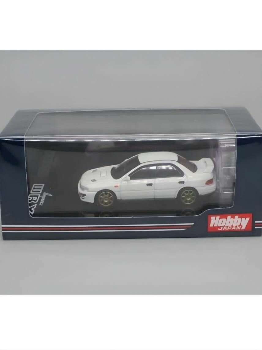 Машинка Hobby Japan 1/64 Subaru GC8 1st Generation Impreza WRX White Die-cast Alloy Car Model Collection Toy Gift