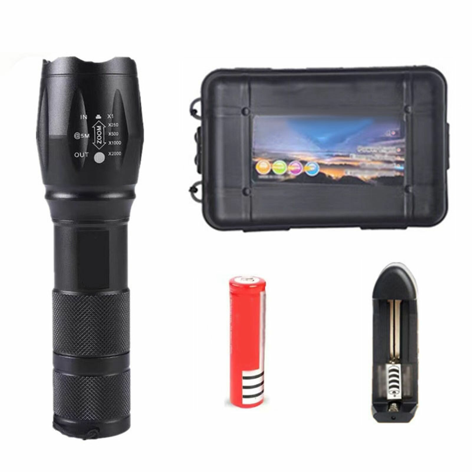 Светильник с бликами, телескопический зум-фонарик с зарядкой через USB, алюминиевый корпус для кемпинга, сильный свет A100