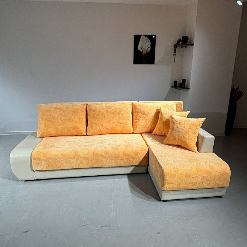 Диван, Диван-кровать Олимп-1 угловой, жёлтый kenzo, механизм еврокнижка, левый угол 220х138х76 см