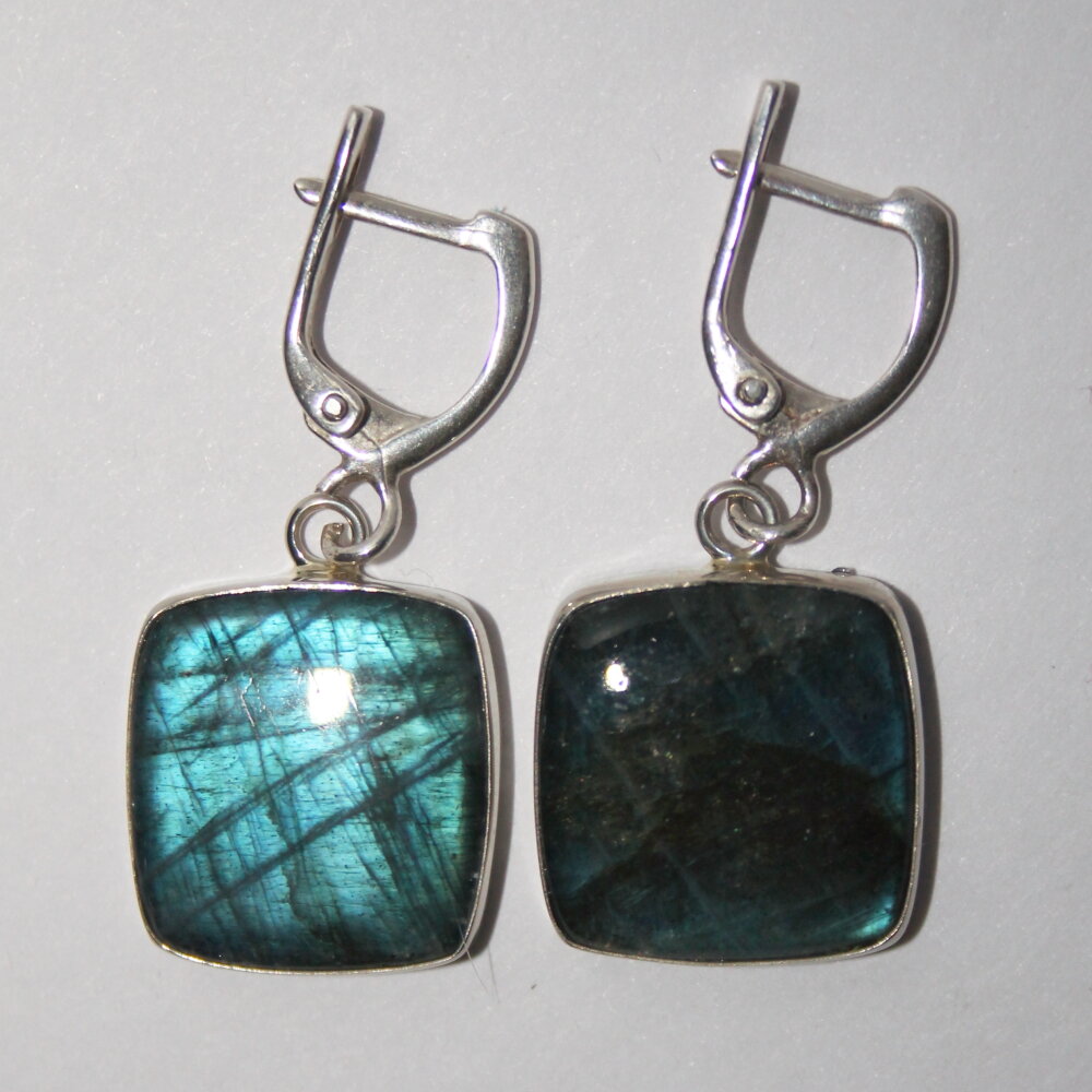 Серьги с подвесками, лабрадорит