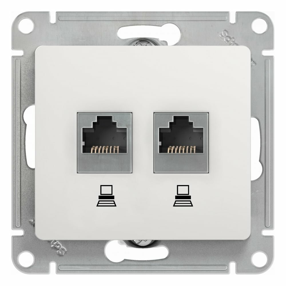 Механизм компьютерной розетки Systeme Electric 2-м Glossa RJ45+RJ45 кат.5е белый SchE GSL000185KK 463574