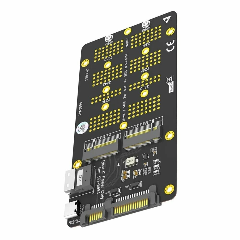 Твердотельные накопители NVME M.2 к адаптеру SATA3 и SFF8654 для расширения хранилища