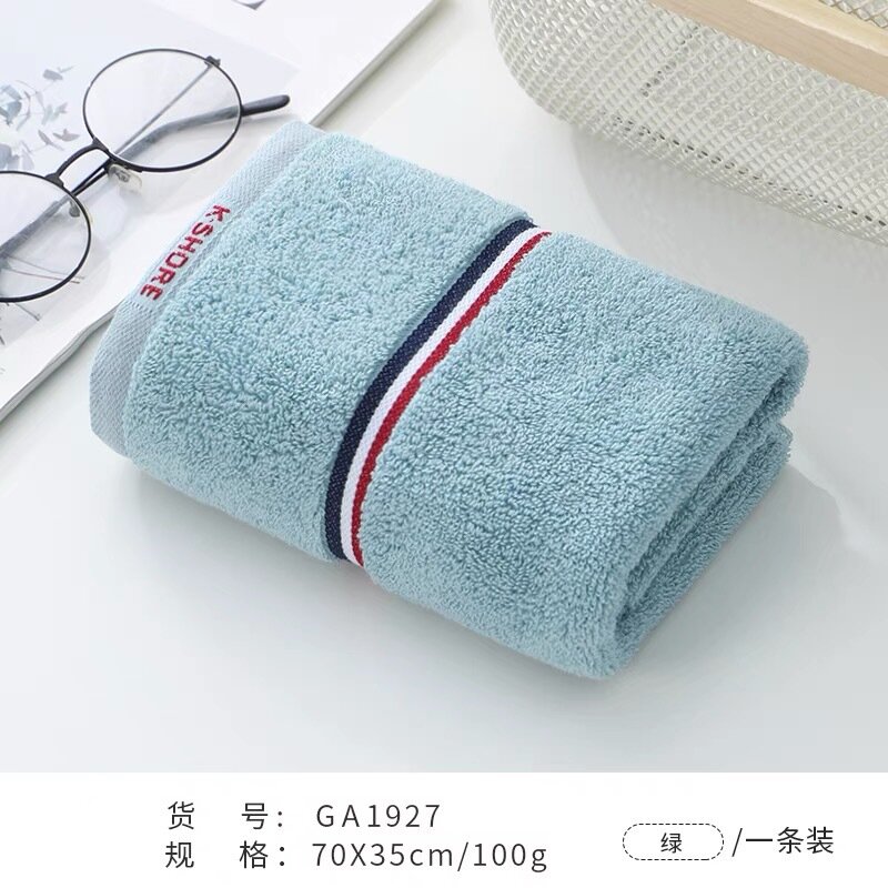 KING SHORE Чистохлопковое полотенце толстое 70x35 см, впитывающее, без осыпания, A-класс для дома Цвет：ЗеленыйРазмер