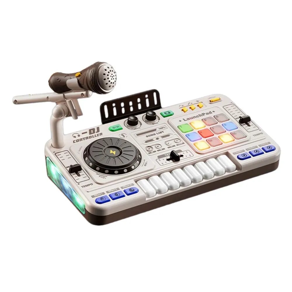 Интерактивный DJ набор, музыкальный инструмент для детских праздников, Белый