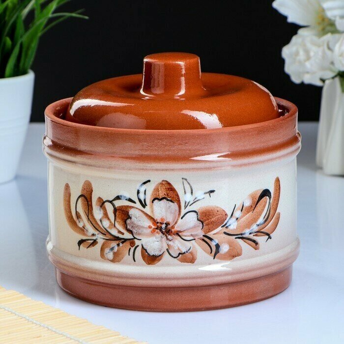 Банка для сыпучих продуктов "Виктория №3", роспись Полина, 0,9л, емкость для хранения, керамика