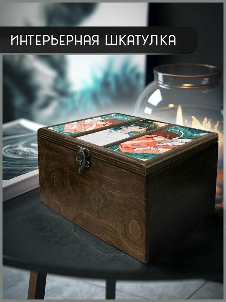 Шкатулка интерьерная Тройная для украшений универсальная 22x17x12 см Аниме унесенный призраками - 1