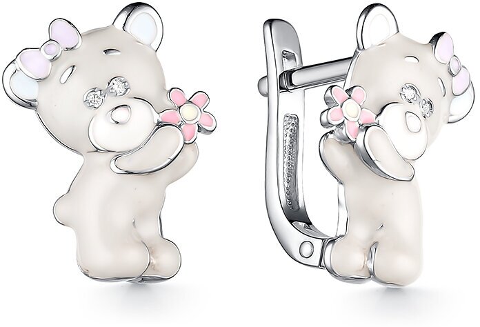 Серьги, серебро, 925 проба, родирование, эмаль