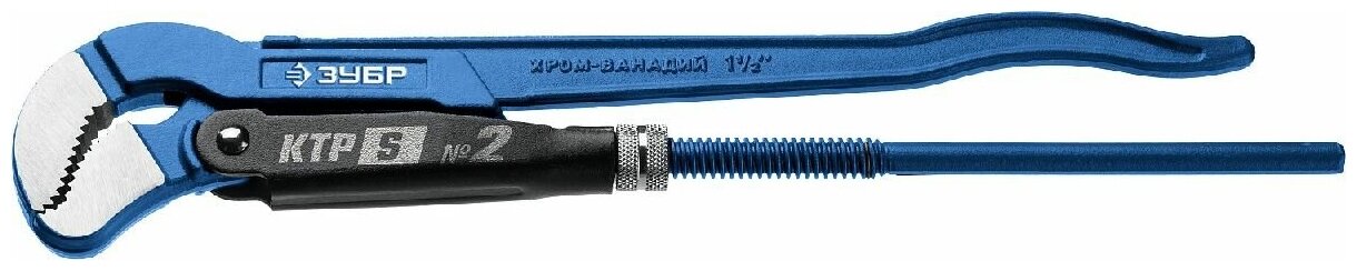 Трубный ключ ЗУБР Профессионал КТР-S цельнокованый из Cr-V стали с изогнутыми губками тип У зев 1.5" длина 440 мм для захвата сложных деталей