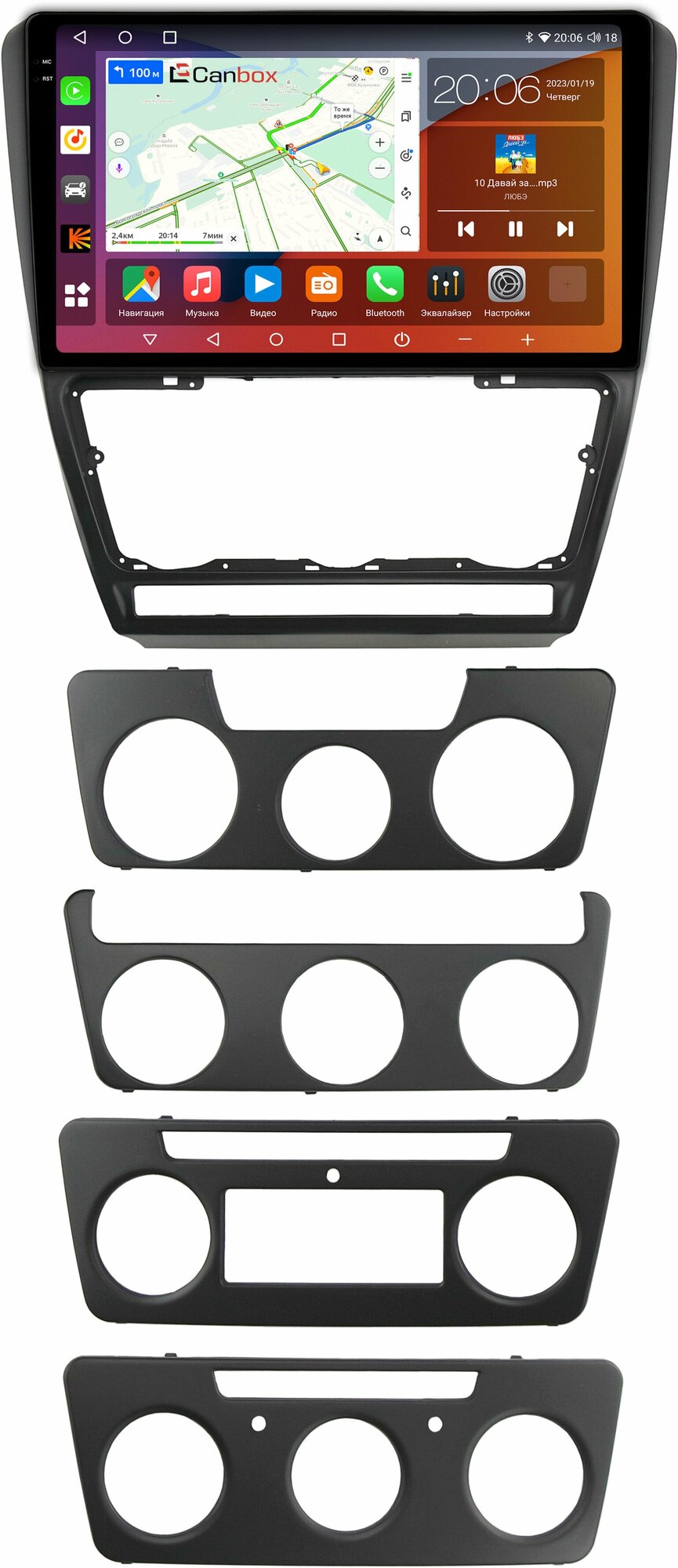 Штатная магнитола Canbox EVO 2K 5817-10-1217 Skoda Octavia A5 2004-2013 (черная, матовая) Android 14 (4G-SIM, 4/64, DSP, QLed, AI, 360)