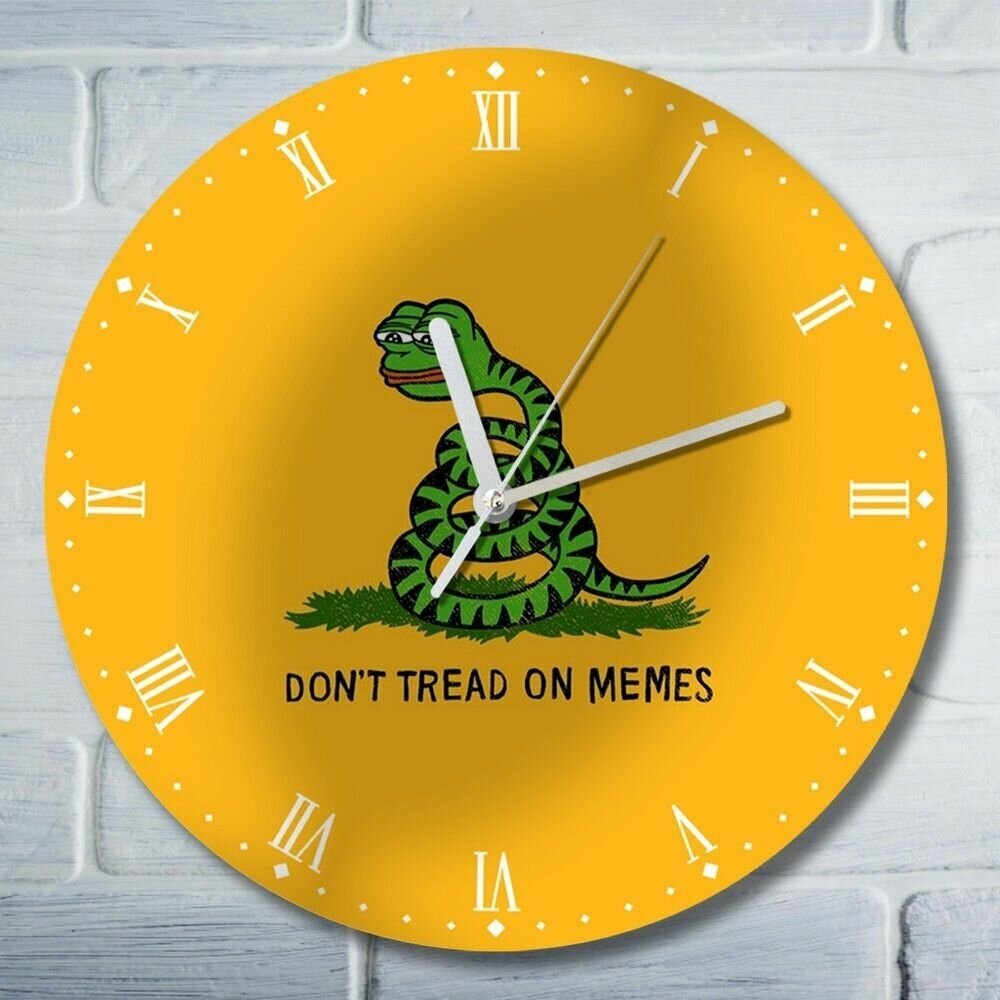 Настенные часы, деревянные, бесшумные, УФ печать мемы лягушка пепе - 7237