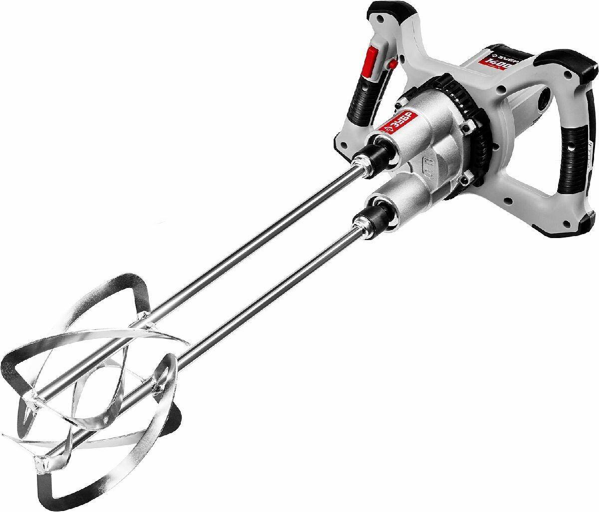 Строительный миксер двойной ЗУБР 1400 Вт с электронной регулировкой оборотов 0-520 об мин и крутящим моментом 50 Н м