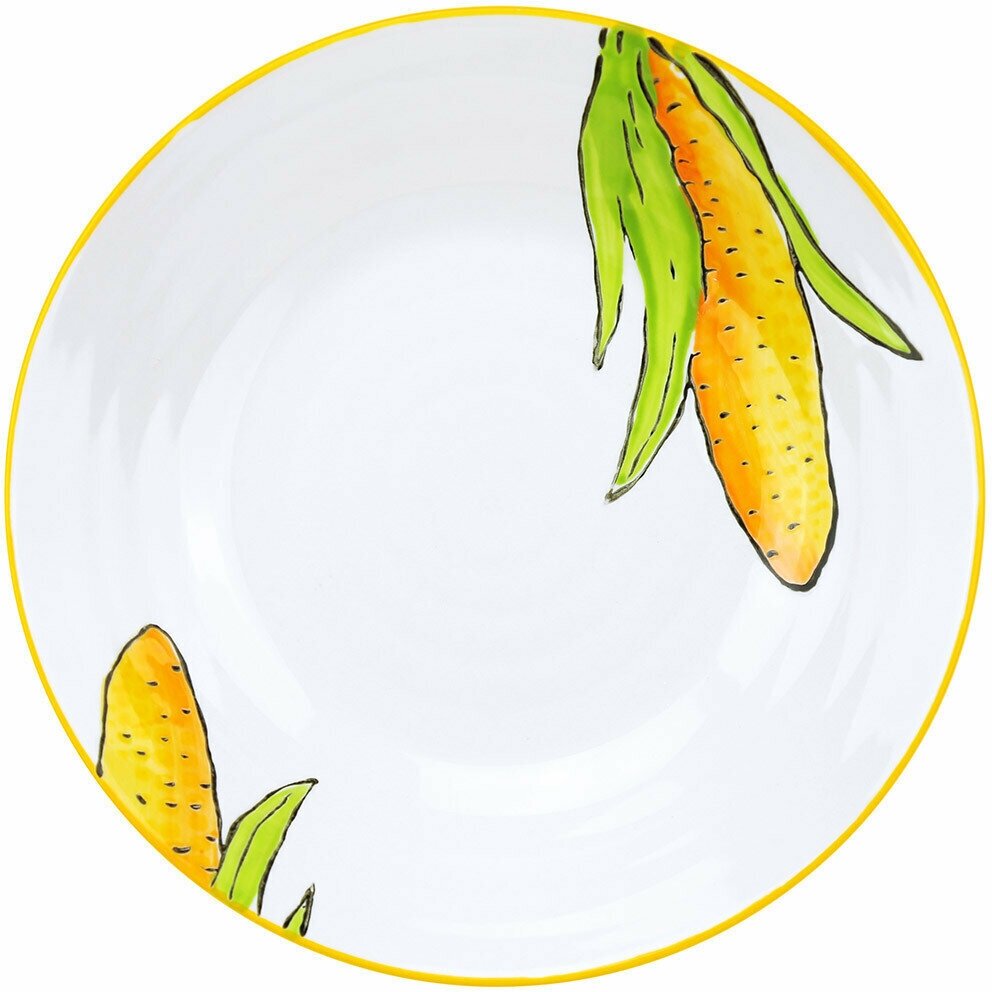 "Кукуруза" Тарелка глубокая фарфоровая д203м h43мм, 650мл, подглазурная деколь