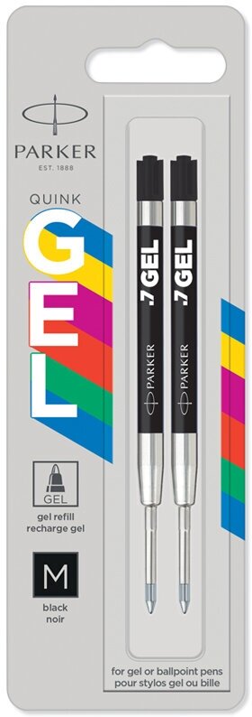 Стержень гелевый Parker "Gel Ball Point" черный, 98мм, 0,7мм, 2шт, блистер
