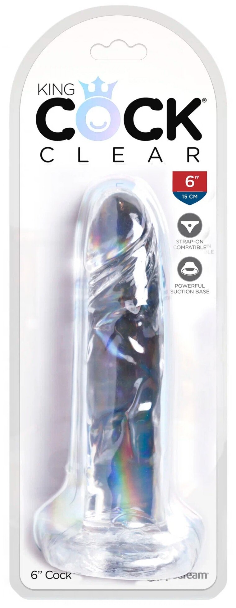 Pipedream King Cock Clear, Cock with Balls 6" Фаллоимитатор с мошонкой, прозрачный (17.8, Ø 3.8 см)