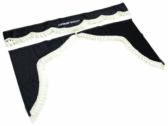 Ламбрекен лобовой 1.5м. бархат с надписью газелист + боковые (черный + белая бахрома)