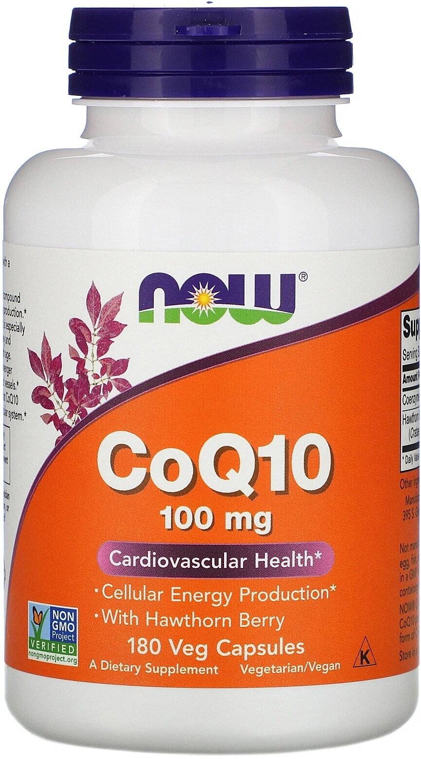 NOW CoQ10 With Hawthorn Berry 100 мг 180 капсул