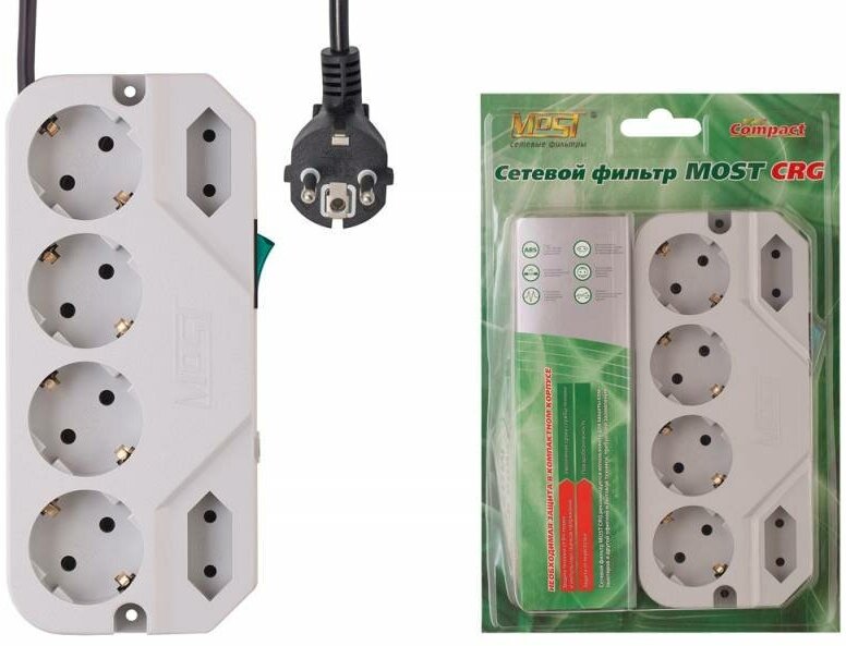Сетевой фильтр Most СRG 2м (6 розеток) белый (коробка)