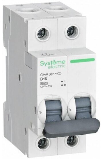 Автоматический выключатель Systeme Electric (schneider Electric) 2п B 16А 4.5кА City9 Set, 230В, C9F14216
