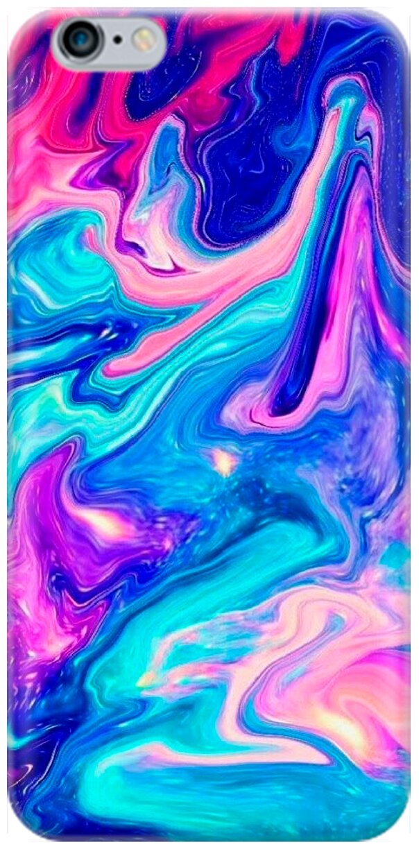 Силиконовый чехол на Apple iPhone 6s / 6 / Эпл Айфон 6 / 6с с рисунком "Сине-розовые краски"