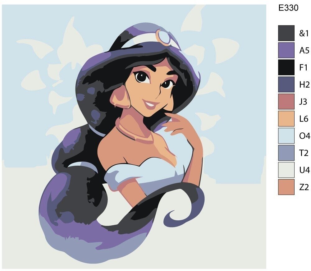 Детская картина по номерам E330 "Мультфильм - Алладин. Принцесса Жасмин" 30x30