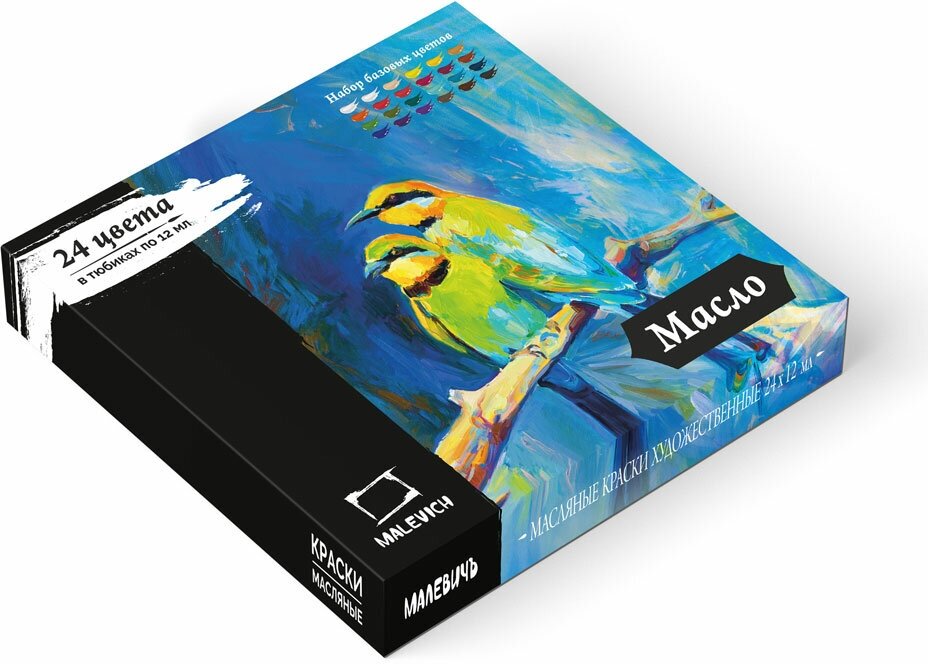 Набор красок масляных малевичъ 24цв. по 12мл картонная уп-ка