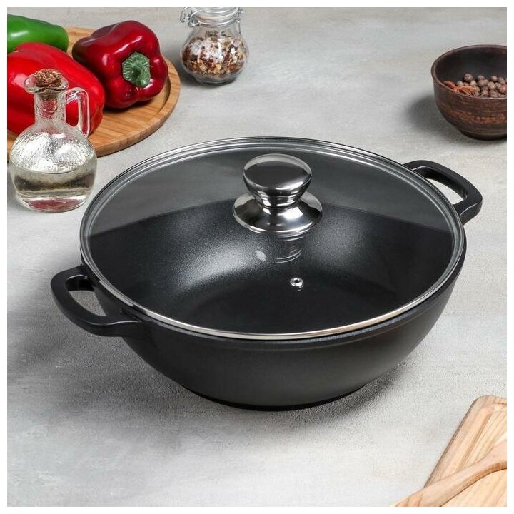 Казан горница с крышкой, "Классик", d 28 см, h 10 см