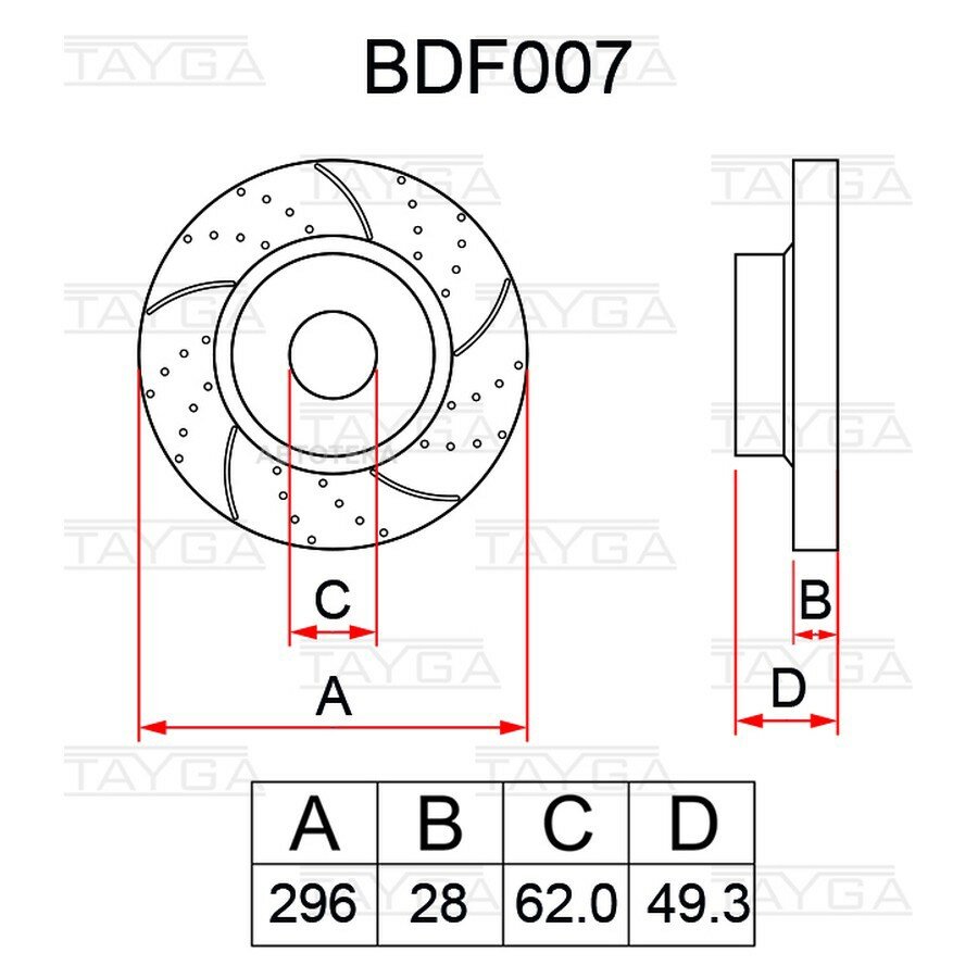 Диск перфорированный слотированный вентилируемый TAYGA BDF007