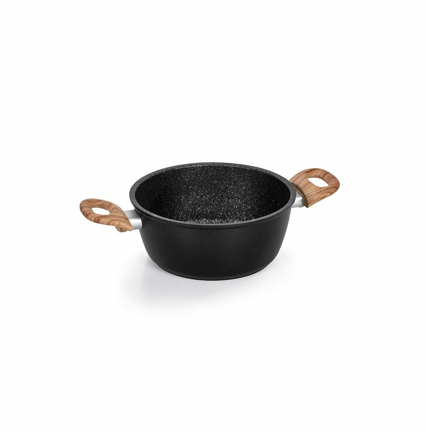 Кастрюля с крышкой Barazzoni Granitica Extra Induction Eco, 20 см, 2.4 л, алюминий, дуб, цвет черный-коричневый (85510202025/к)