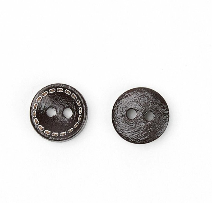 Пуговицы деревянные, арт. 0414, цв. Черная акация, 16L-10мм (уп.50шт)