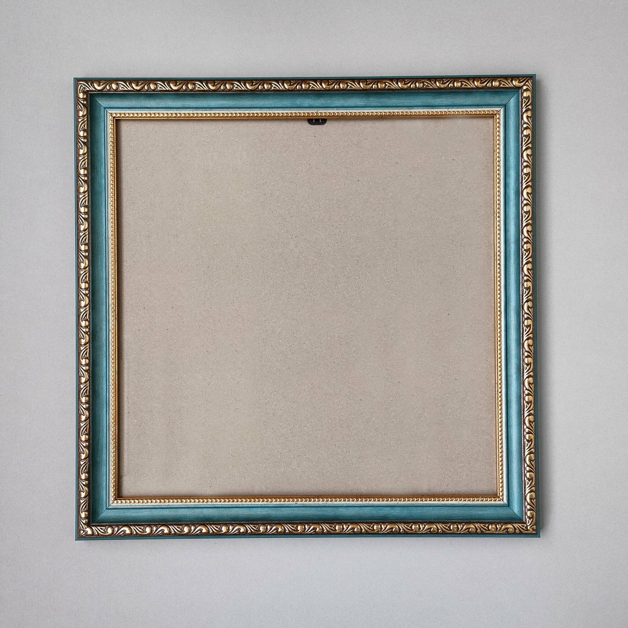 Багетная рама 27x27 см (BR60), пластиковая со стеклом и задником, цвет: бирюзовый