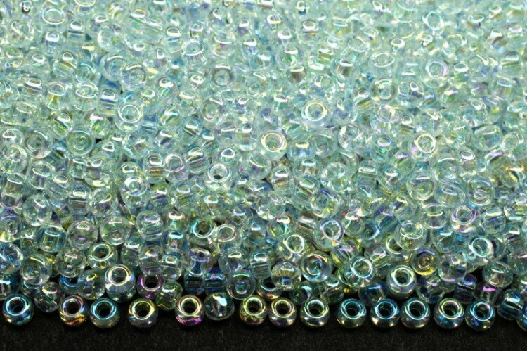 Бисер японский MIYUKI круглый 11/0 #0269L хрусталь/светлый голубой, радужный, окрашенный изнутри, 10 грамм