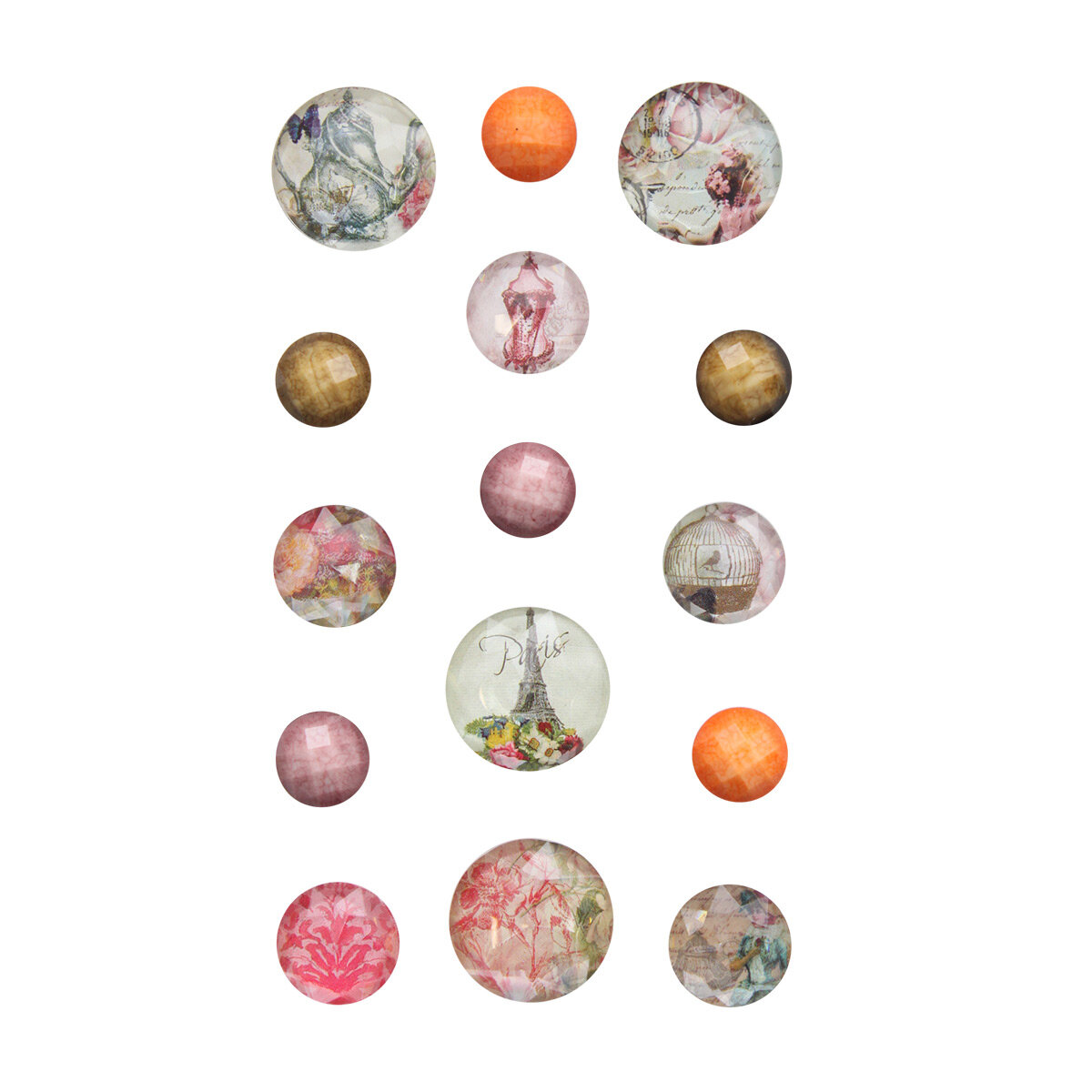 Кабошоны круглые на клеевой основе 'Париж', 15 шт, Astra&Craft