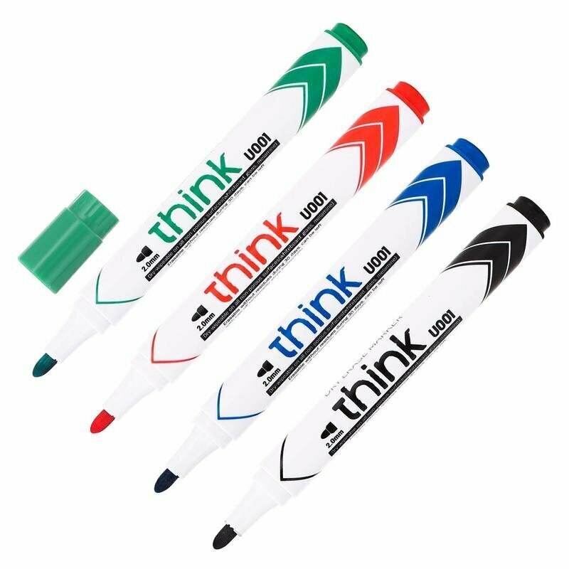 Набор маркеров для белых досок Deli Think 4 цвета толщина линии 2 мм круглый наконечник, 1675999