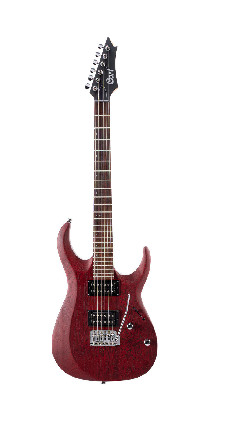 Электрогитара "Superstrat" (H-H), С машинкой тремоло, Open Pore Black Cherry, Cort