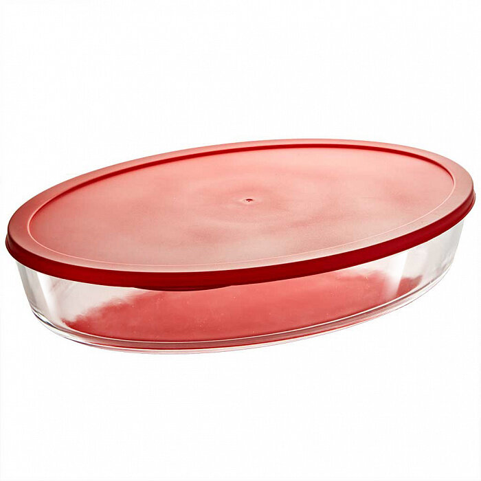 Форма для запекания 3,5 л 355×250×85 мм овальная из термостекла с крышкой РК-0051/2 "забава"