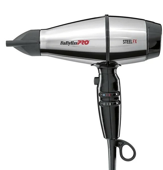 Фен BaBylissPRO BAB8000IE, 2000Вт, AC мотор, ионизация, black/silver