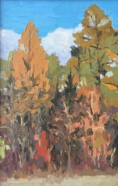 ART-Salon at Oktyabrskaya картина "Осень в Бурятии", 32х21 см, холст , масло, авторская работа