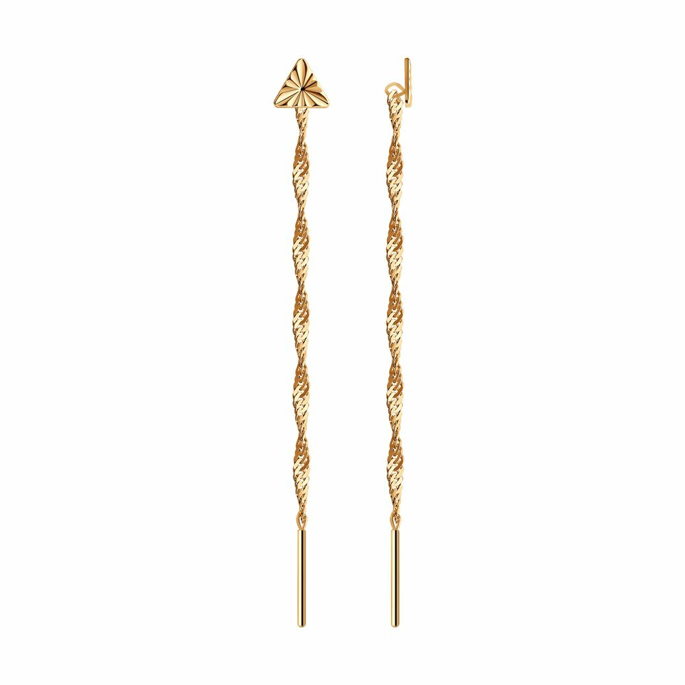 Серьги цепочки, красное золото, 585 проба