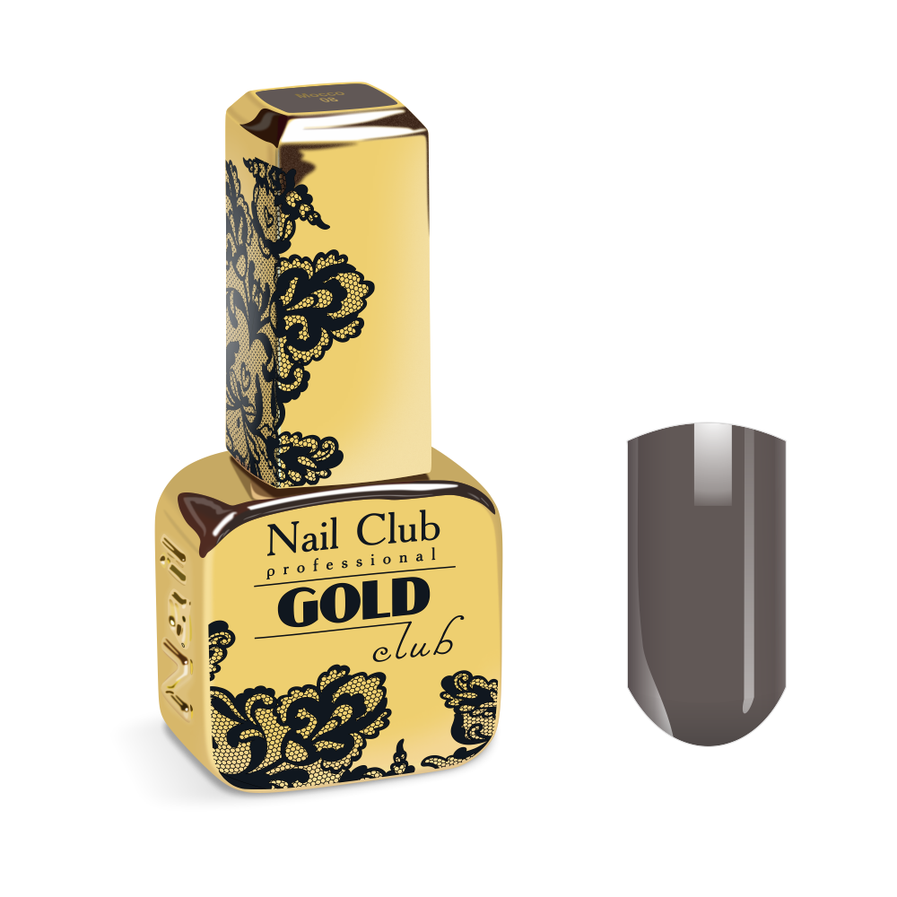 Nail Club Эмалевый гель-лак для ногтей с липким слоем GOLD CLUB 08 Mocco, 13 мл.