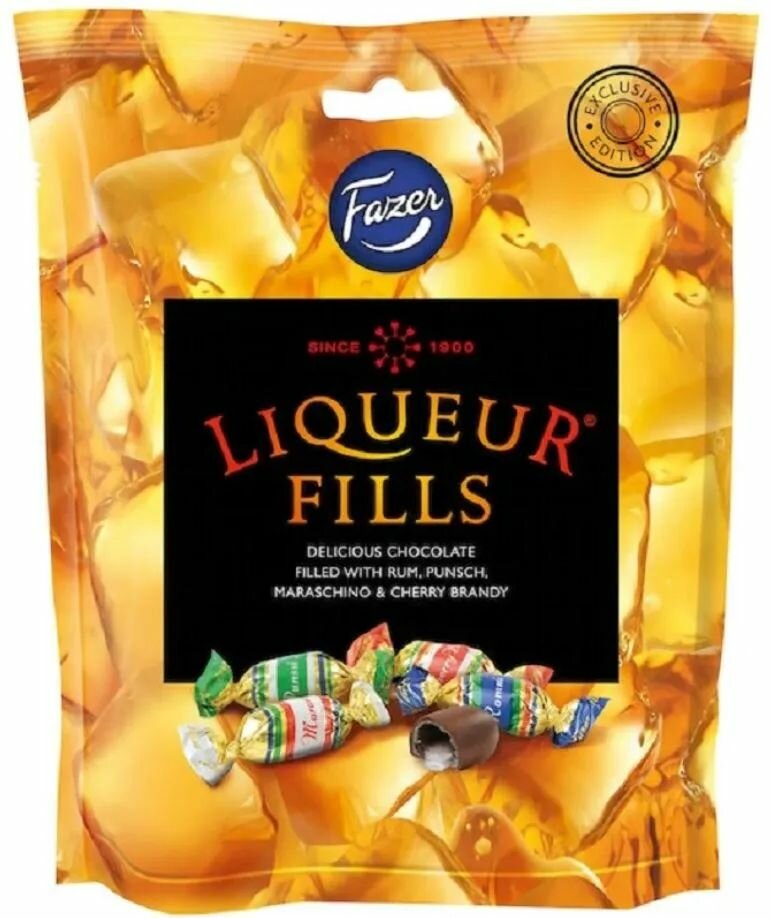 Шоколадные конфеты Fazer Liqueur с ликерной начинкой (74%), 165 г (из Финляндии)