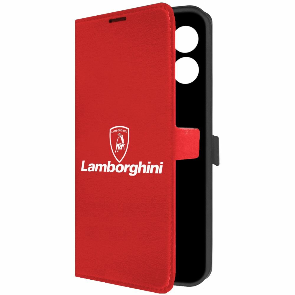 Чехол-книжка Krutoff Eco Book для Oppo A38 4G Lamborghini (Ламборгини) (красный)