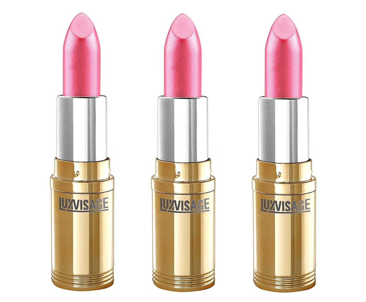 Помада для губ LuxVisage, тон 05 яркий жемчужно-розовый с шиммером - 3 штуки