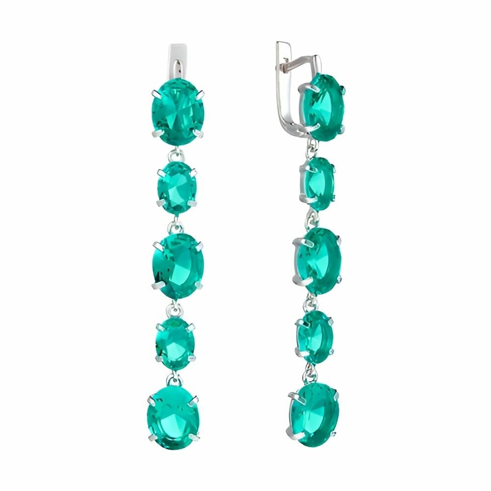 Серьги, серебро, 925 проба, родирование, фианит